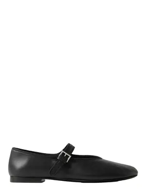 THE ROW Boheme Leather Mary Jane Ballet Flats - Black
