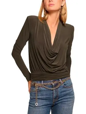 Ramy Brook Eden Cowlneck Top Deep Olive