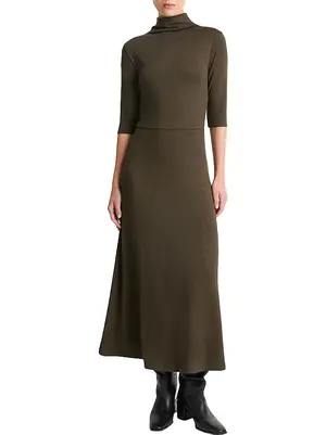 Vince Elbow Sleeve Turtleneck Dress Vine