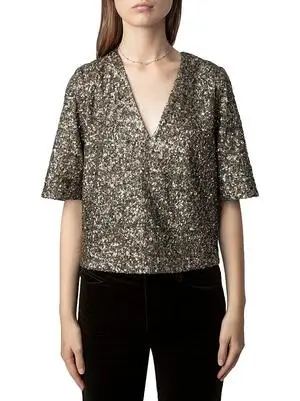 Zadig&Voltaire Tytane Sequin Top - Bronze