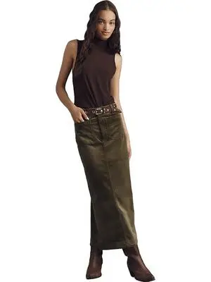 Maeve Colette Corduroy Maxi Skirt - Dark Olive