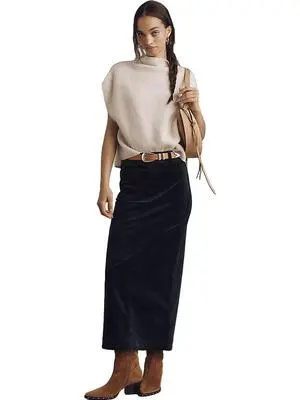 Maeve Maeve The Colette Corduroy Maxi Skirt French Navy