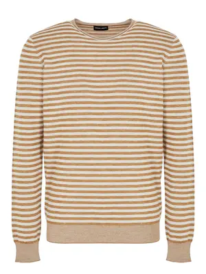 Giorgio Armani Striped Crew-neck Jumper - Brown