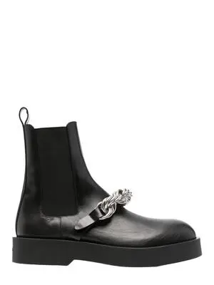 JIL SANDER Chain-link Leather Chelsea Boots - Black