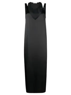 Gauchere Layered Silk Midi Dress - Black