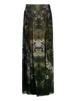 ALBERTA FERRETTI Alberta Ferretti Floral-Print Silk Maxi Skirt