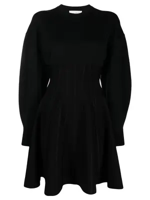 Alexander McQueen Wool-blend Flared Minidress - Black