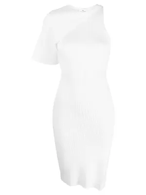 COURREGES Asymmetric Ribbed-knit Midi Dress - White
