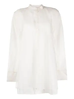 RÓHE Button-up Band-collar Blouse - Neutrals