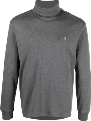 Ralph Lauren Logo-embroidered Roll-neck Jumper - Grey