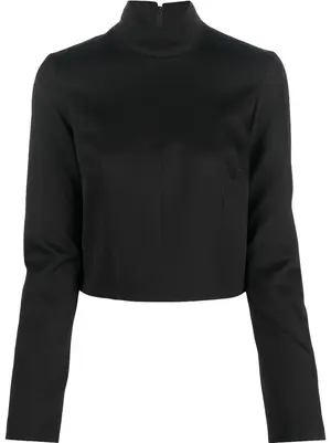 MAISON MARGIELA Cropped High Neck Blouse - Black