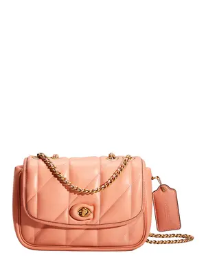 Coach Pillow Madison Shoulder Bag With Quilting - Brass/light Coral