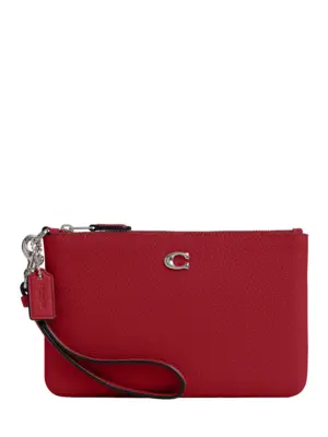 COACH Coach Wristlet Silver/ruby