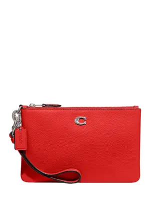 COACH Coach Wristlet Silver/sport Red