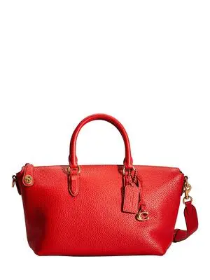 COACH Restored Cara Satchel - Brass/sport Red