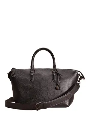 COACH Restored Cara Satchel Pewter/black