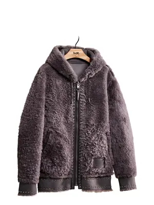 COACH Upcrafted Reversible Shearling Hoodie - Dark Grey