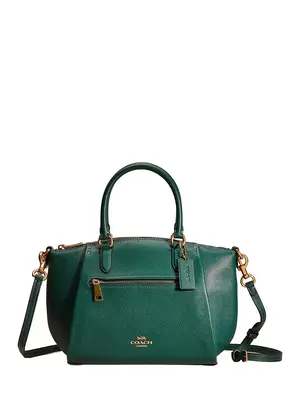 COACH Restored Elise Satchel Brass/dark Pine