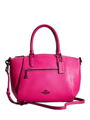 COACH Restored Elise Satchel Pewter/cerise