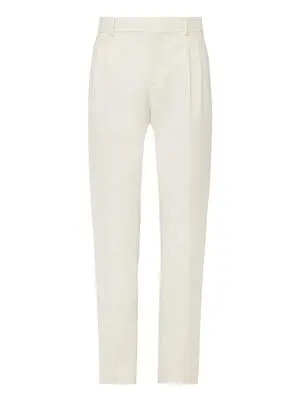 Loro Piana City Slim-fit Tapered Pleated Double-faced Cotton Trousers - Neutrals