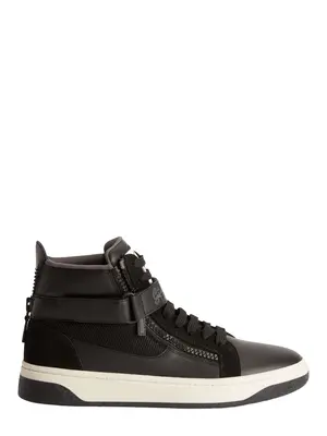 GIUSEPPE ZANOTTI Leather High-top Sneakers - Brown
