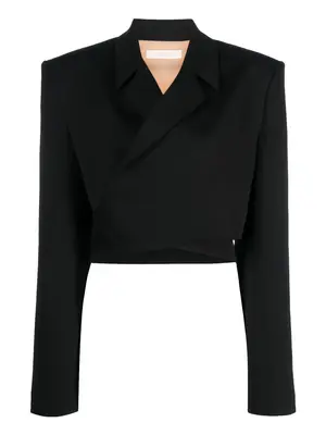 SSHEENA Wrap Cropped Blazer - Black