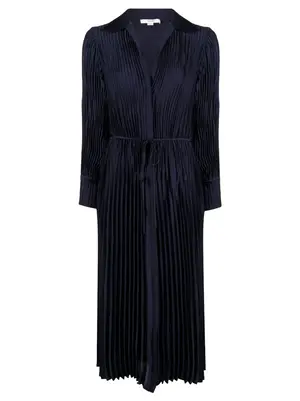 Vince Long-sleeve Pleated Shirt Dress - Black