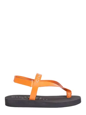 GIUSEPPE ZANOTTI Khais Logo-print Leather Sandals - Orange
