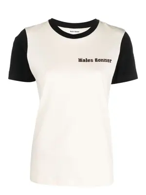 WALES BONNER Logo-embroidered T-shirt - Neutrals