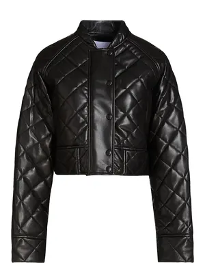 STAND STUDIO Ava Cropped Quilted Jacket Black