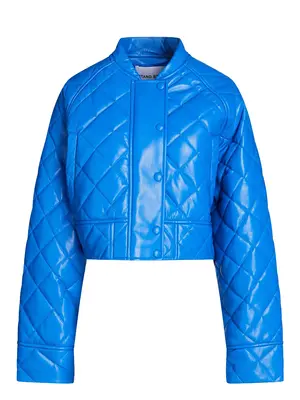 STAND STUDIO Ava Cropped Quilted Jacket - Blue