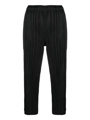 Issey Miyake Pleated Cropped Trousers - Black