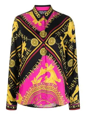 Versace Logo Couture-print Shirt - Black