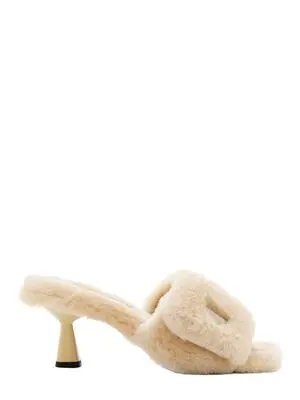 Prada Shearling Mules - Neutral