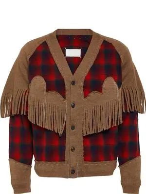 MAISON MARGIELA Fringed Checked Wool Cardigan - Multicoloured