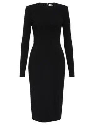 Victoria Beckham Wool Crepe Midi Dress - Black
