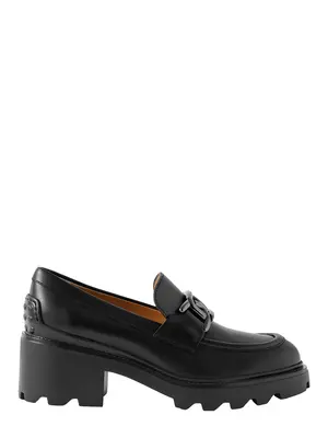 TOD'S Gomma Carro Leather Loafers - Black