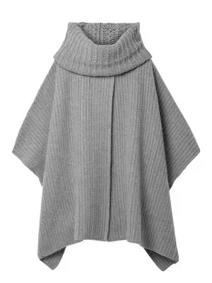 Loro Piana Waipara Ribbed-knit Cashmere Cape - Gray