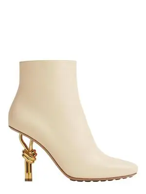Bottega Veneta Calfskin Heeled Ankle Boots - White