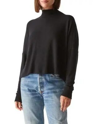 Michael Stars Frida Mock Neck Brushed Jersey Top - Black