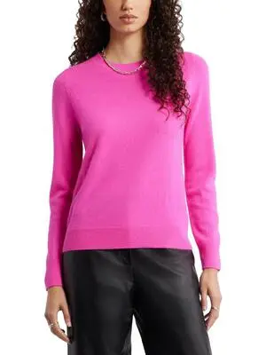 Nordstrom Cashmere Crewneck Sweater - Pink Neon