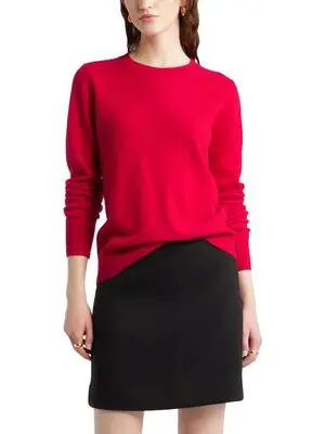 Nordstrom Cashmere Crewneck Sweater - Red Lychee