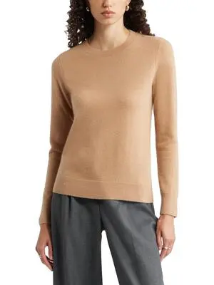 Nordstrom Cashmere Crewneck Sweater - Tan Tannin