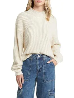 Bp. Mock Neck Sweater Beige Oatmeal Light Heather