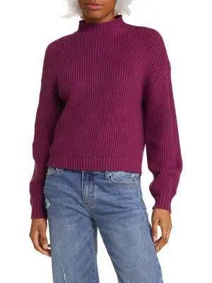 Bp. Mock Neck Sweater Purple Magenta