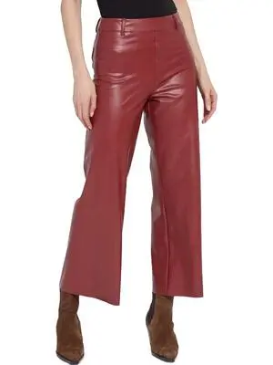 Lyssé High-waisted Faux Leather Wide Leg Trousers - Burnt Mahogany