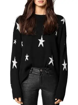 Zadig&Voltaire Markus Star Printed Cashmere Sweater Noir