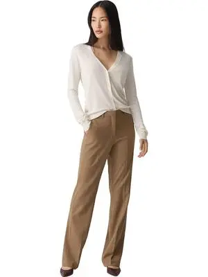 Theory Flared Good Wool Pant Truffle