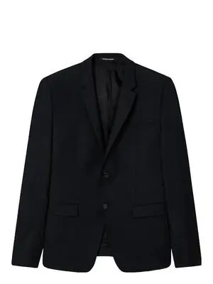 Emporio Armani Single-breasted, Worsted Virgin-wool Jacket - Black