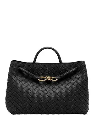 Bottega Veneta Andiamo Medium Top-Handle Bag Black-brass